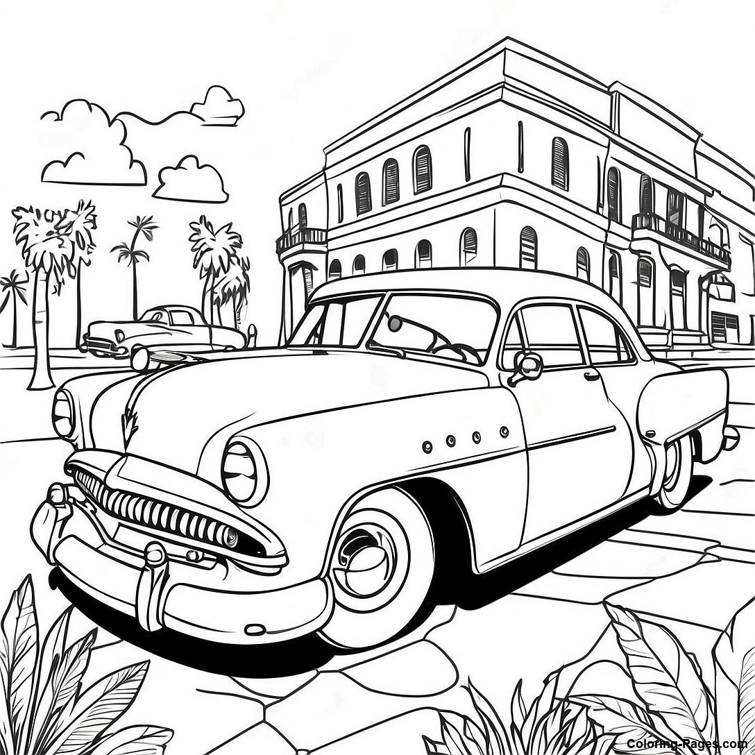 1950s Classic Car Coloring Page | Coloring-Pages.com