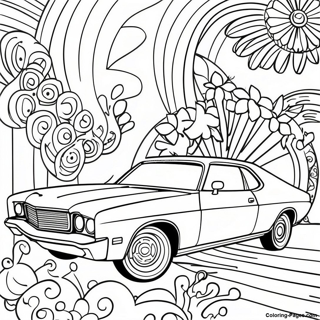 70s Retro Coloring Page | Coloring-Pages.com