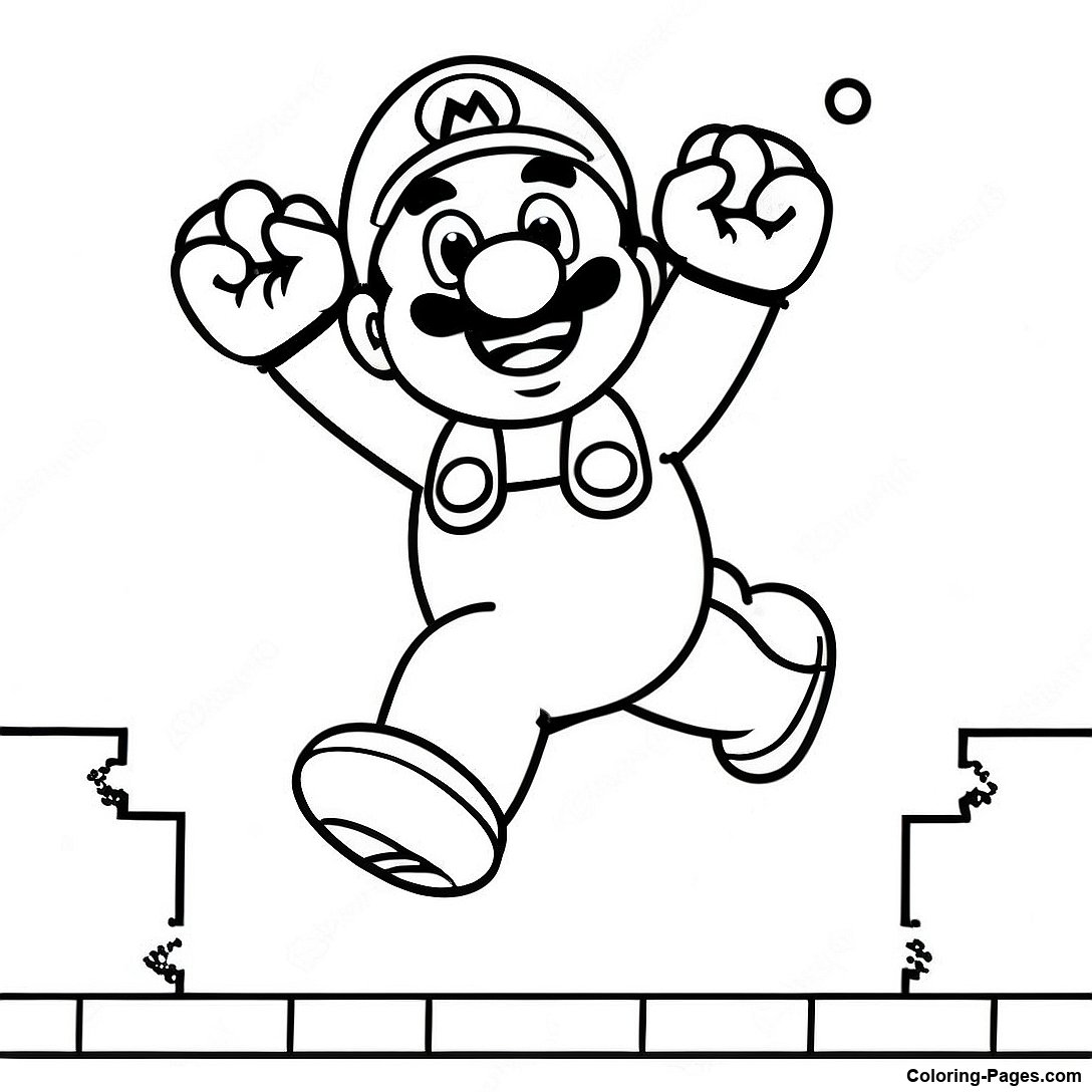 8 Bit Mario Jumping Coloring Page | Coloring-Pages.com