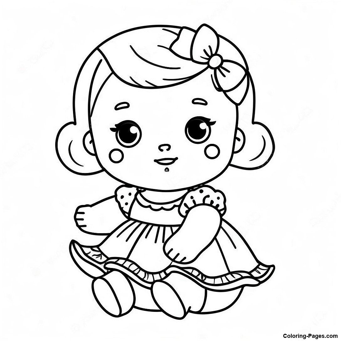 Adorable Baby Doll With Dress Coloring Page | Coloring-Pages.com