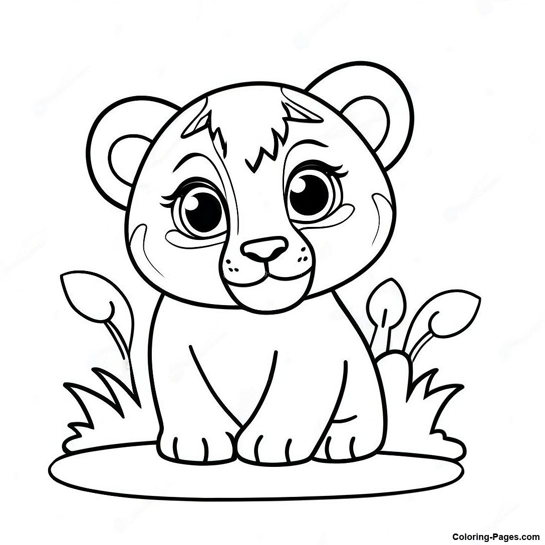 Adorable Baby Lion Cub Coloring Page | Coloring-Pages.com