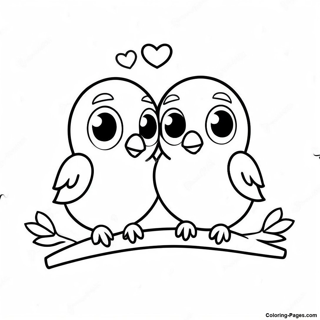 Adorable Love Birds Coloring Page | Coloring-Pages.com