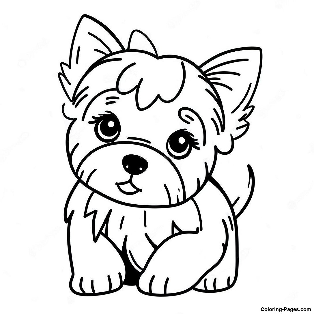 Adorable Realistic Yorkie Puppy Coloring Page | Coloring-Pages.com