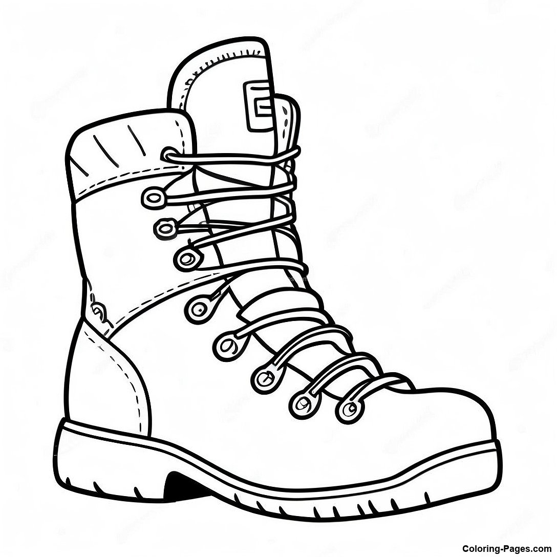 Adventurous Hiking Boots Coloring Page | Coloring-Pages.com