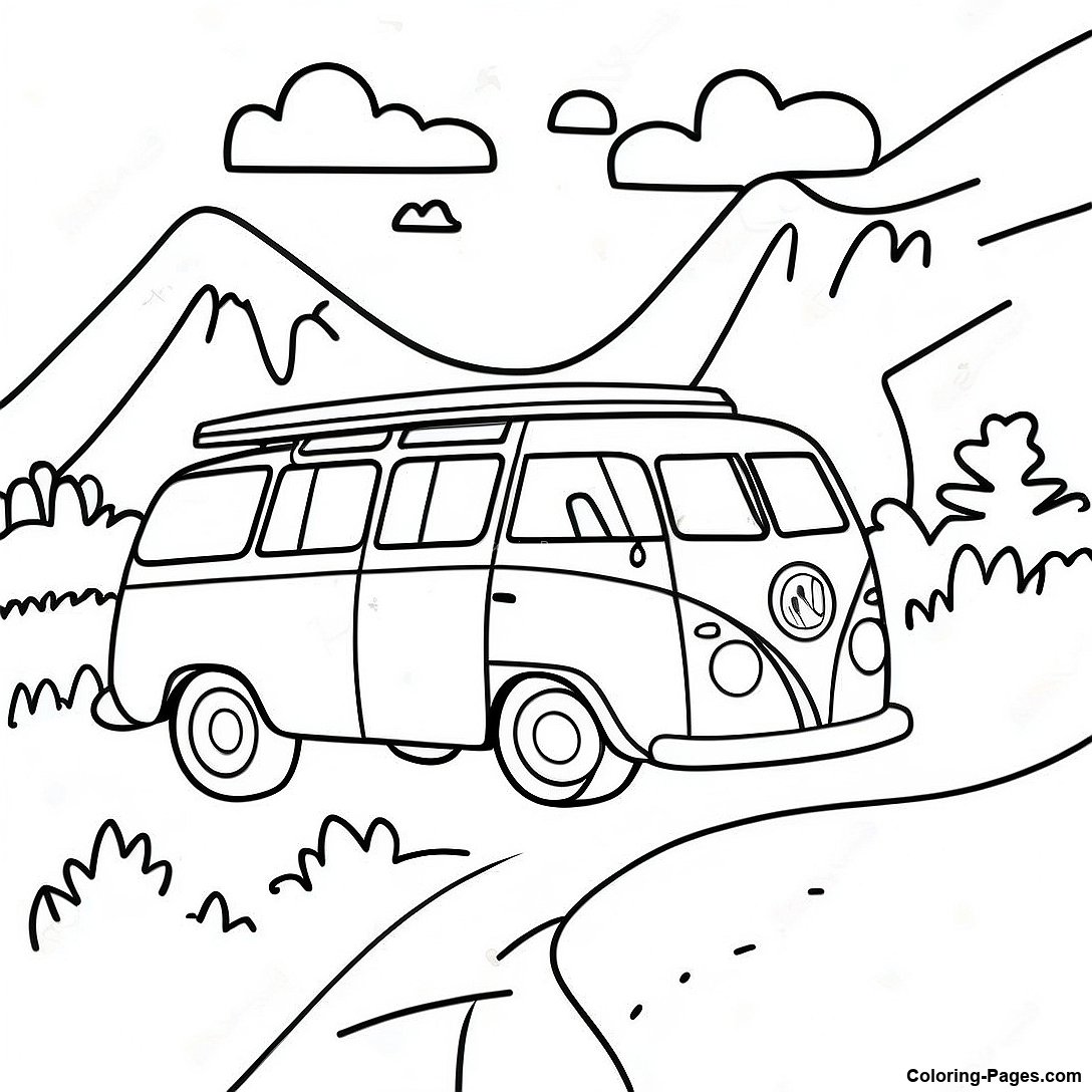Adventurous Road Trip Coloring Page | Coloring-Pages.com
