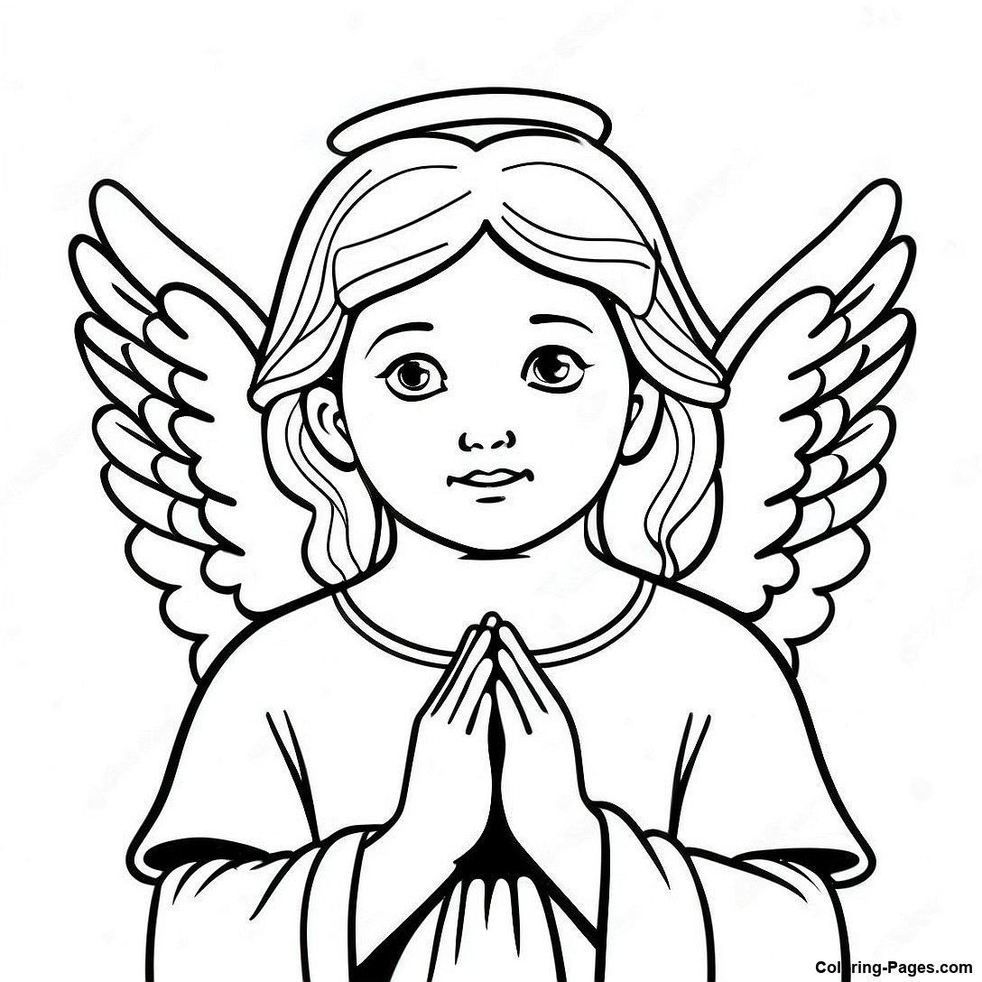 Angel With Prayer Coloring Page | Coloring-Pages.com