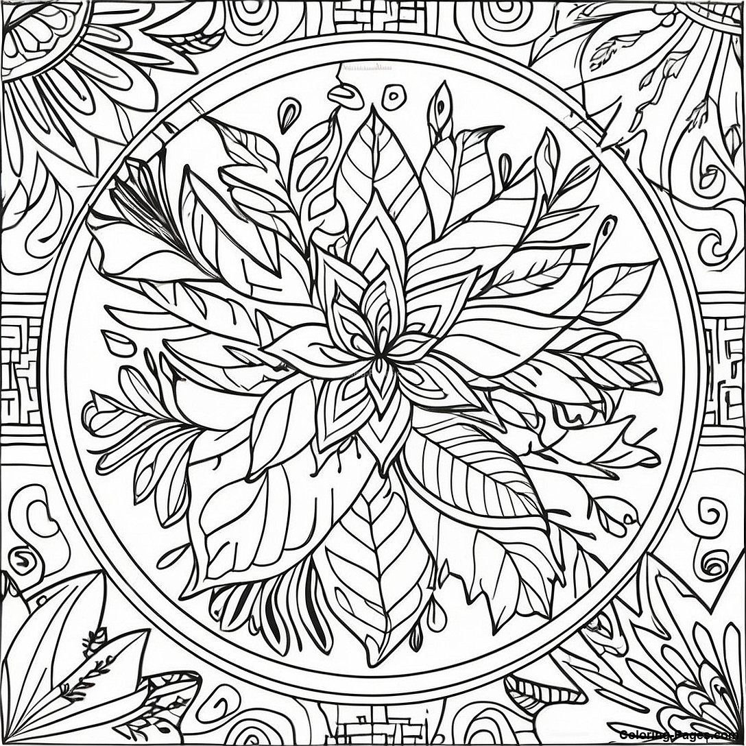 Autumn Leaf Mandala Coloring Page | Coloring-Pages.com