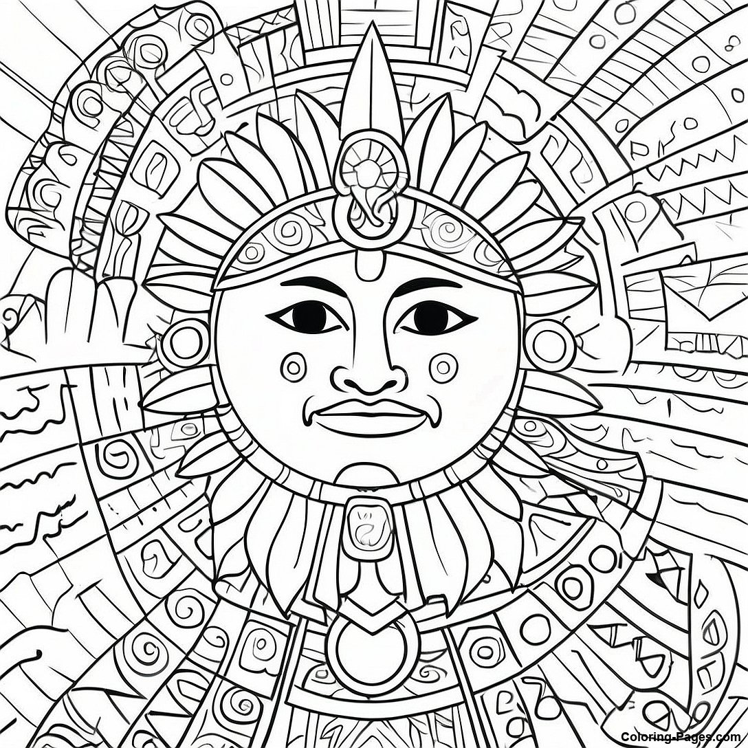 Aztec Sun Stone Coloring Pages Coloring Pages