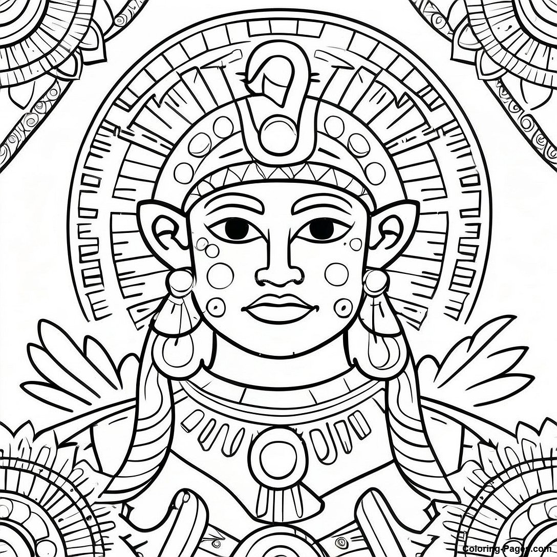 Aztec Sun Calendar Drawing Tattoo Mexican Simple Coloring Designs ...