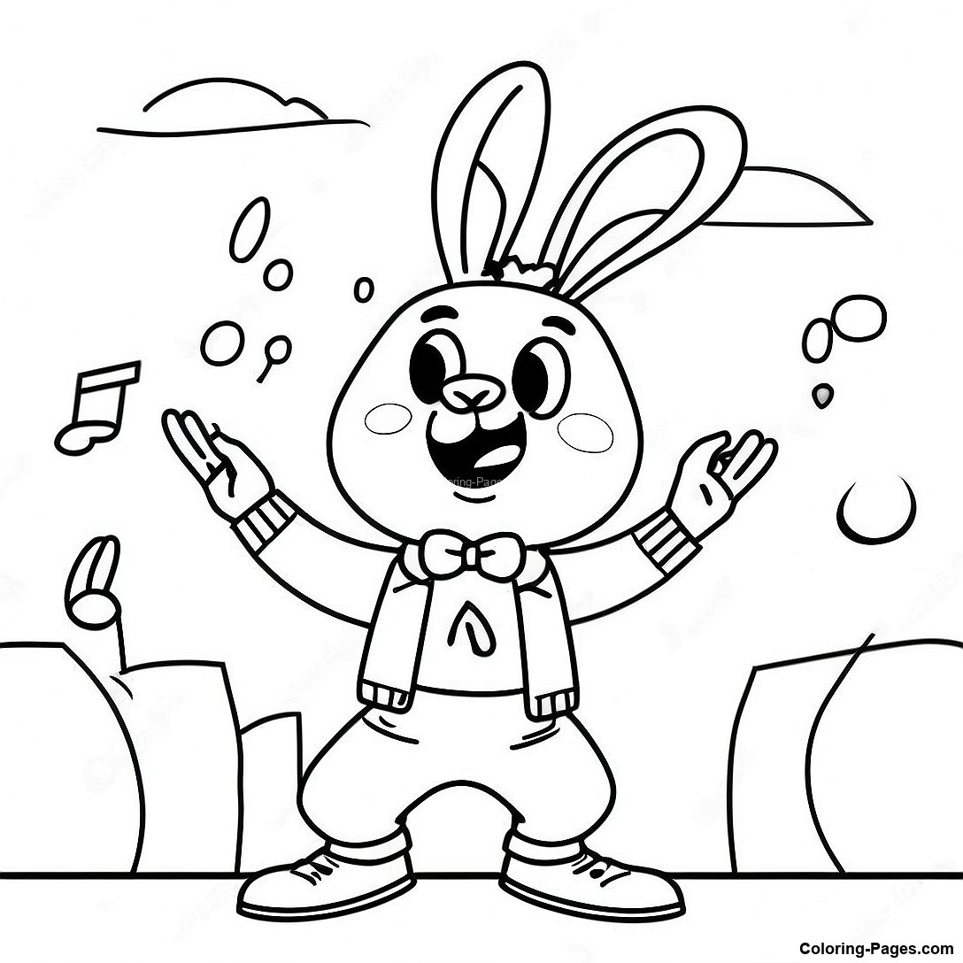 Bad Bunny Singing On Stage Coloring Page | Coloring-Pages.com