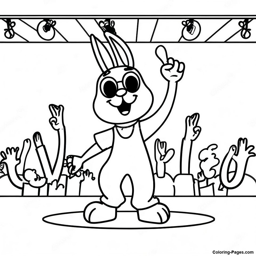Bad Bunny Singing On Stage Coloring Page | Coloring-Pages.com