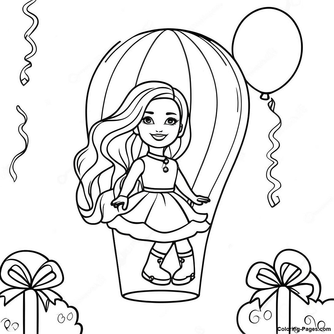 Barbie Birthday Balloon Adventure Coloring Page | Coloring-Pages.com
