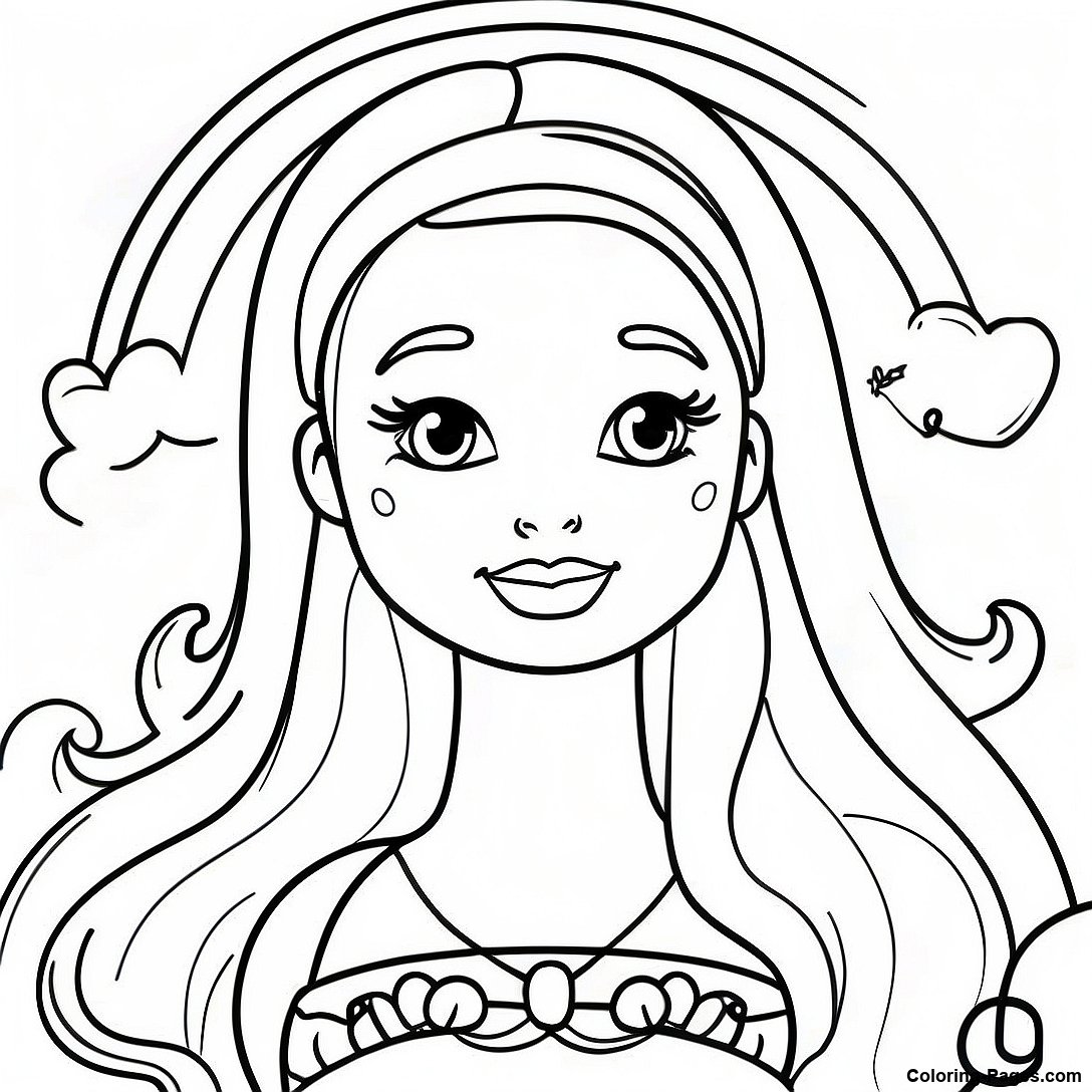 Bibble Barbie With Rainbow Background Coloring Page | Coloring-Pages.com