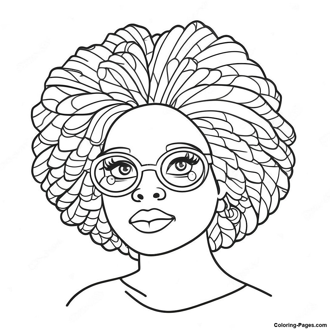 Black Girl With Afro Hairstyle Coloring Page | Coloring-Pages.com