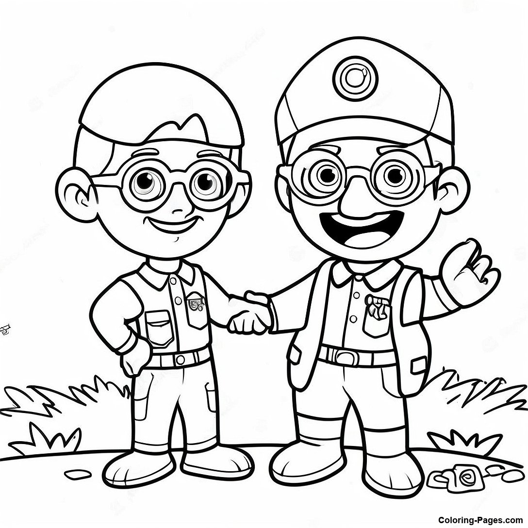 Blippi And Meekah Exploring Colors Coloring Page | Coloring-Pages.com