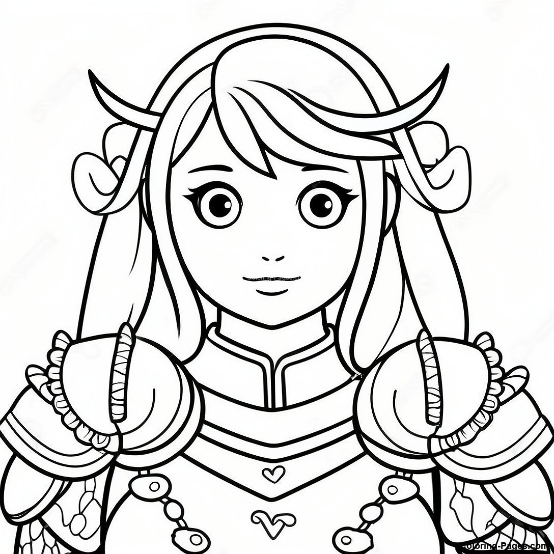 Brave Anime Princess In Armor Coloring Page | Coloring-Pages.com