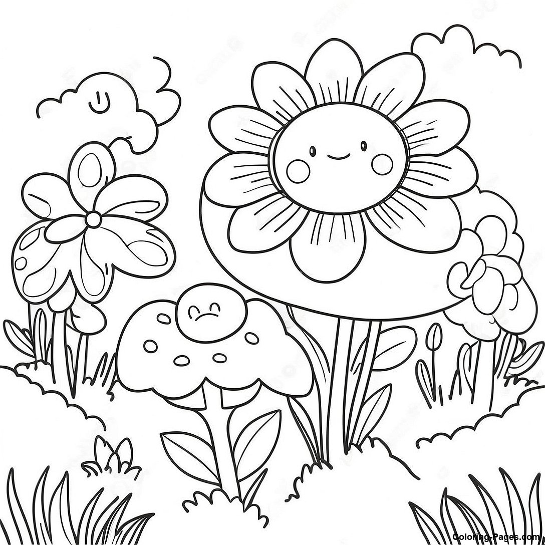 Bright And Colorful Flower Garden Coloring Page | Coloring-Pages.com