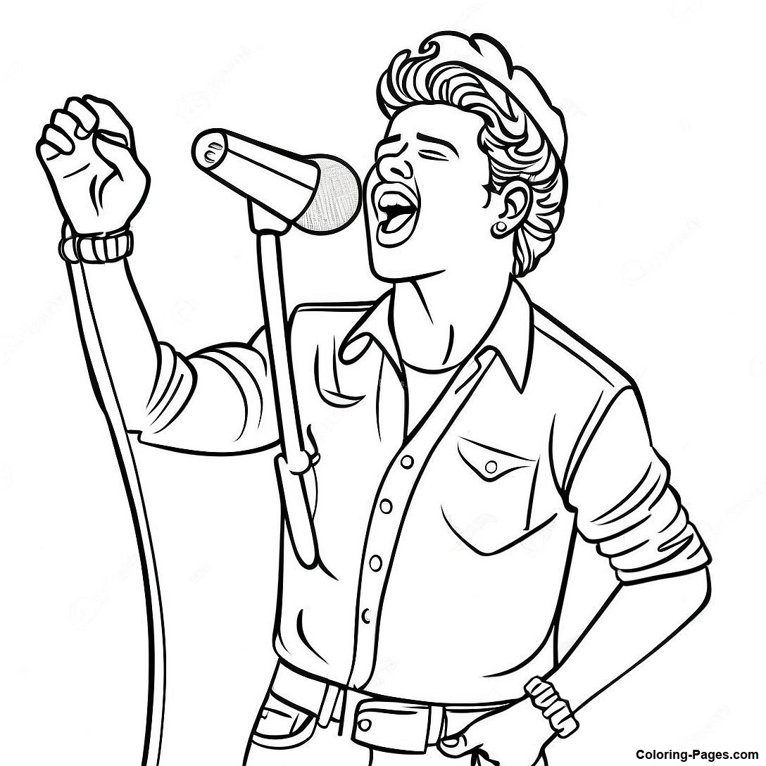 Bruno Mars Singing On Stage Coloring Page | Coloring-Pages.com
