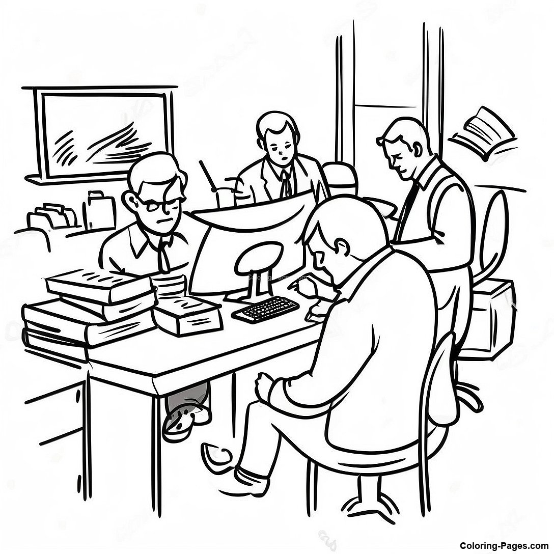 Busy Office Workers Coloring Page | Coloring-Pages.com