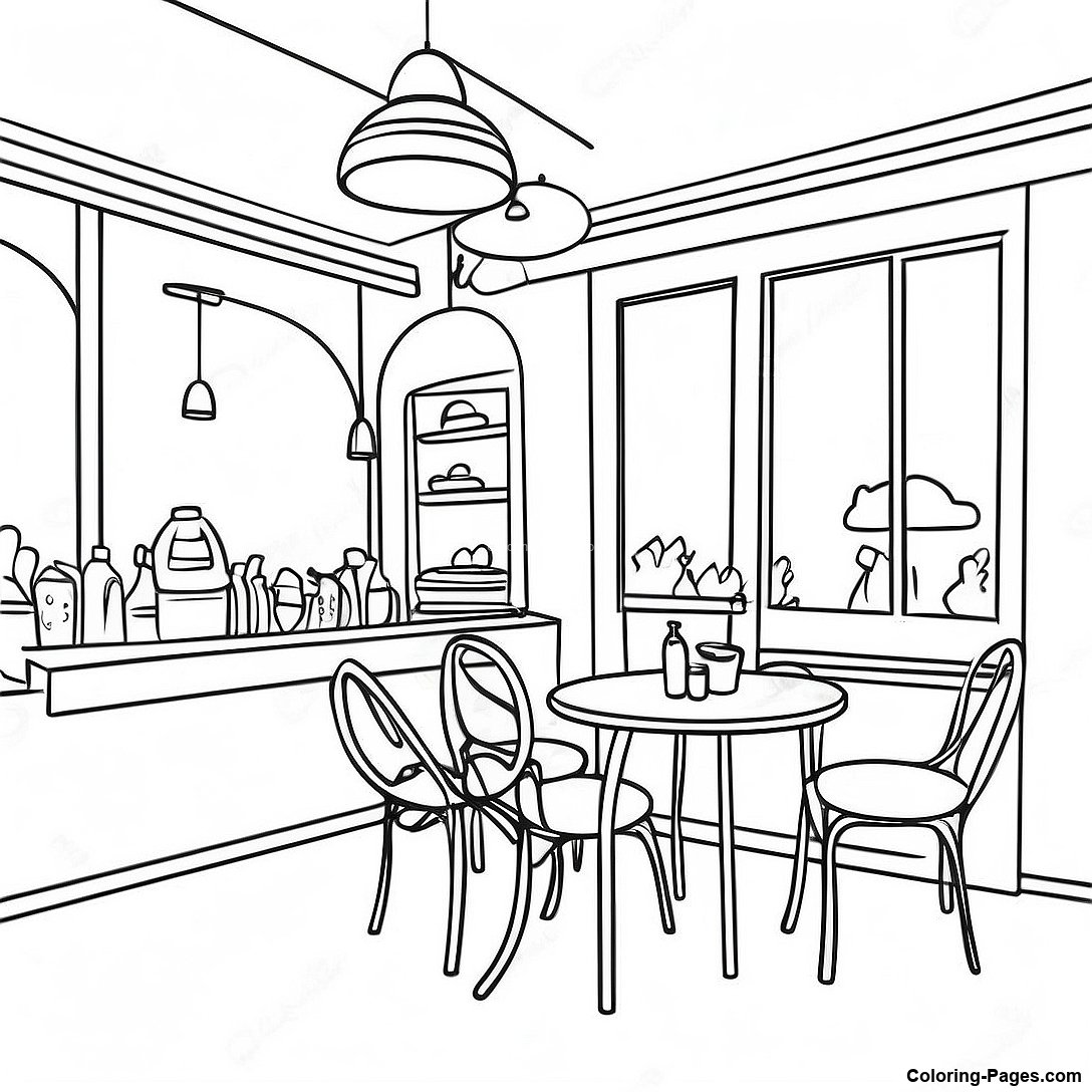 Cafe Coloring Page | Coloring-Pages.com
