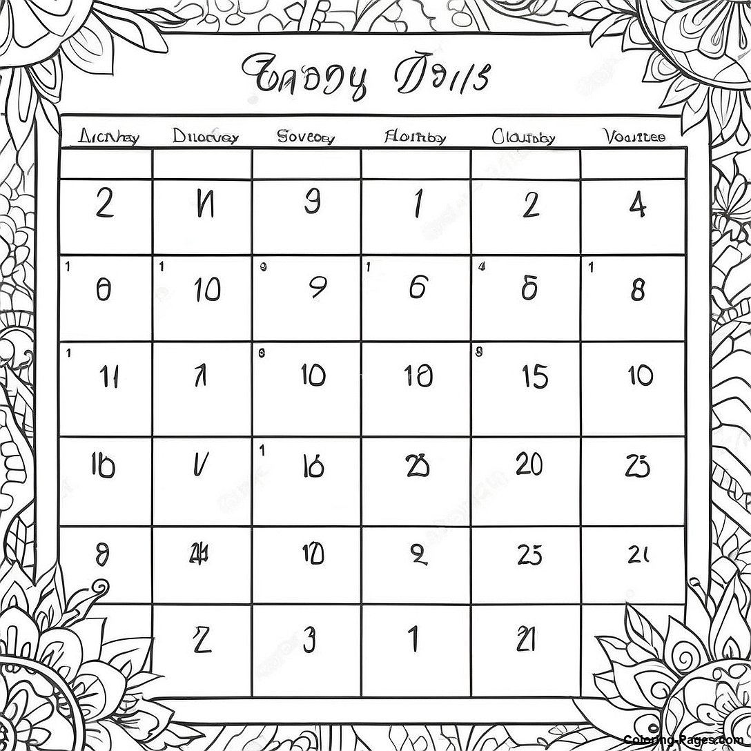 Calendar Coloring Page | Coloring-Pages.com