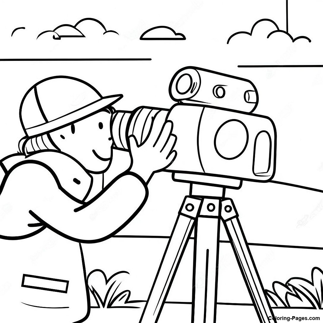 Cameraman Filming A Movie Scene Coloring Page | Coloring-Pages.com