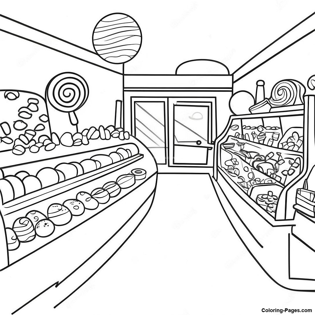 Candy Shop Coloring Page | Coloring-Pages.com