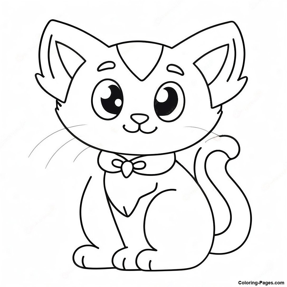 Cartoon Cat Valentine Coloring Page | Coloring-Pages.com