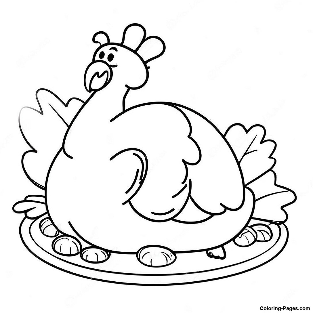 Cartoon Cooked Turkey Coloring Page | Coloring-Pages.com