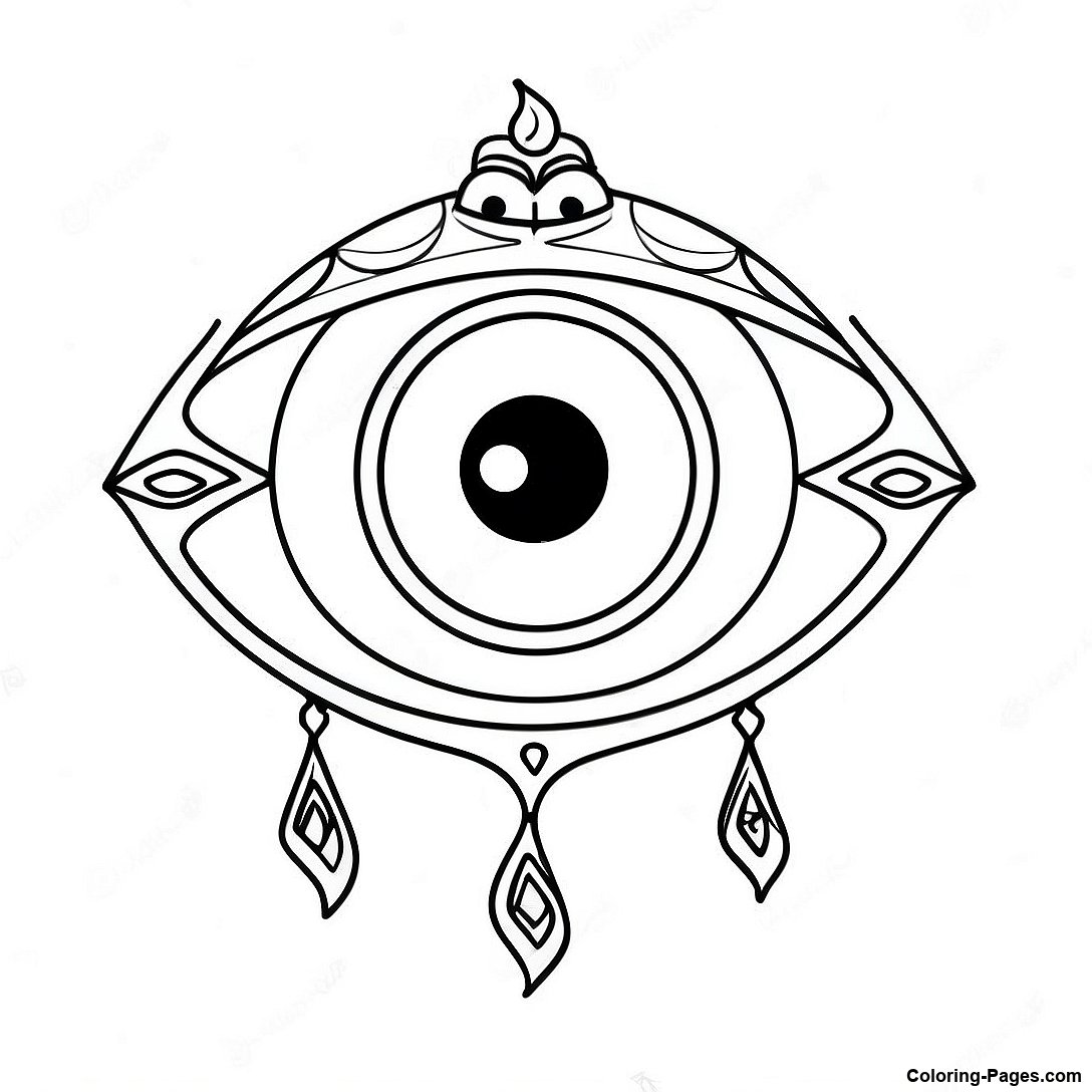 Cartoon Evil Eye Character Coloring Page | Coloring-Pages.com