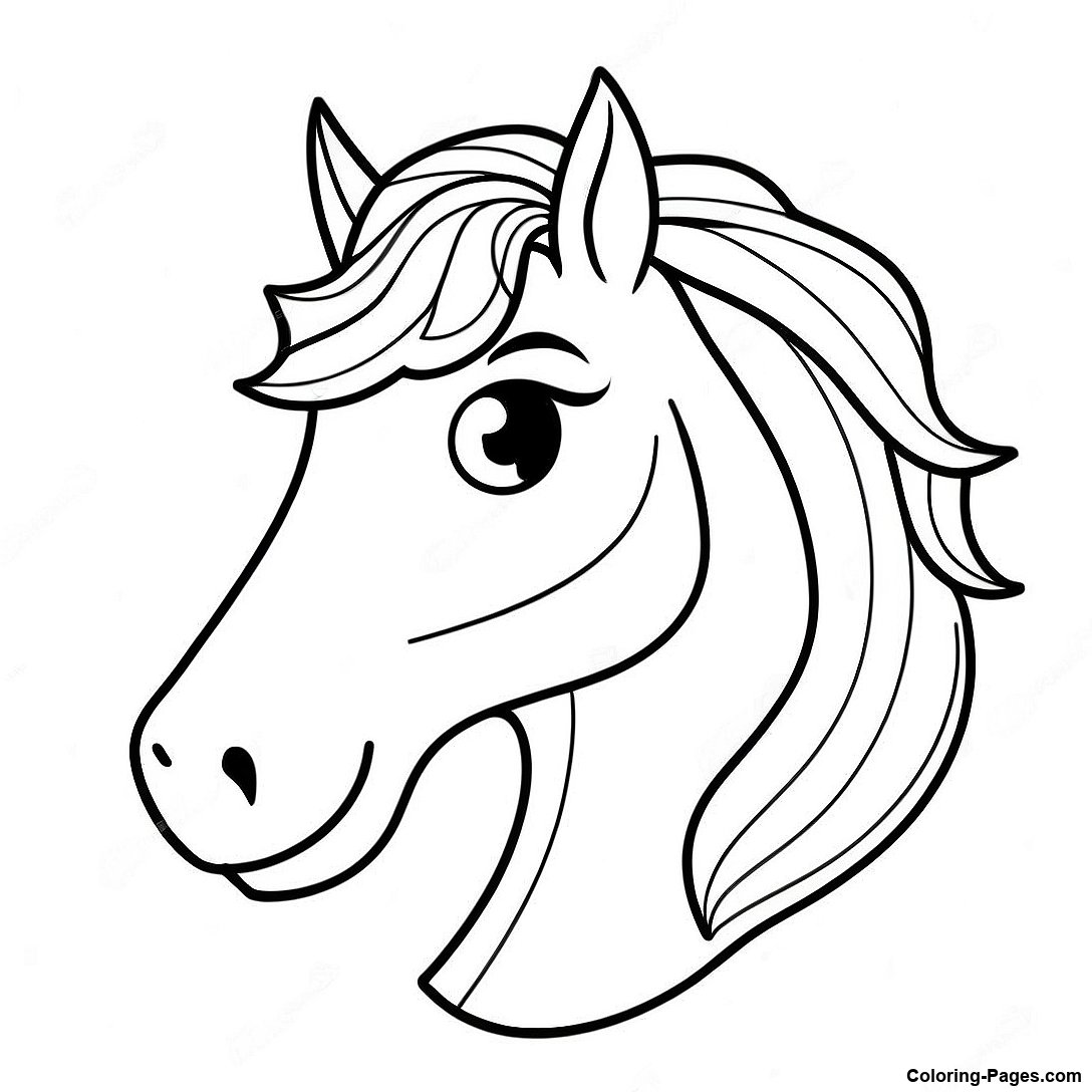 Cartoon Horse Head Coloring Page | Coloring-Pages.com