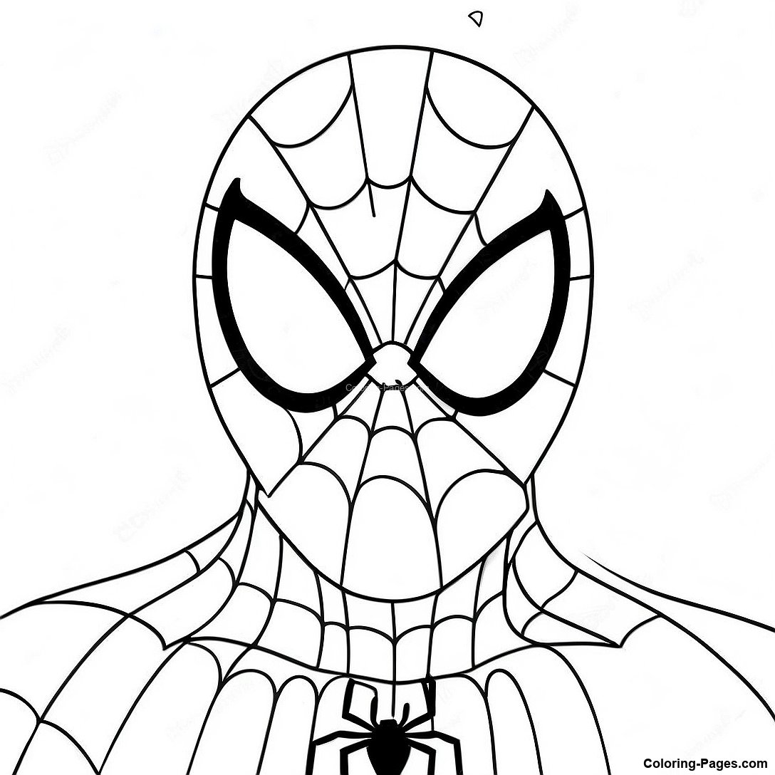 Cartoon Spiderman Face Coloring Page | Coloring-Pages.com