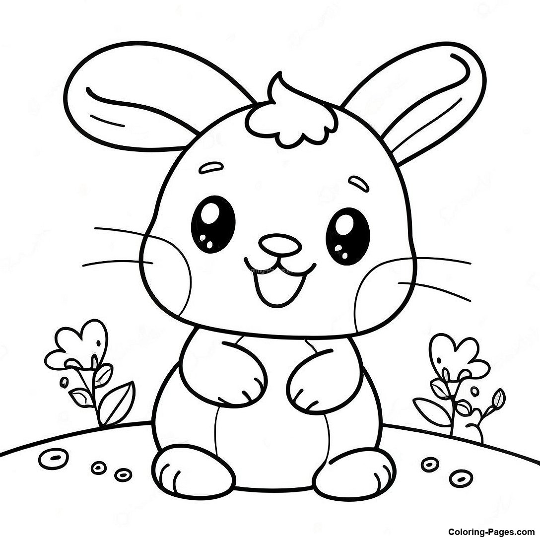 Charming Kawaii Bunny Coloring Page | Coloring-Pages.com