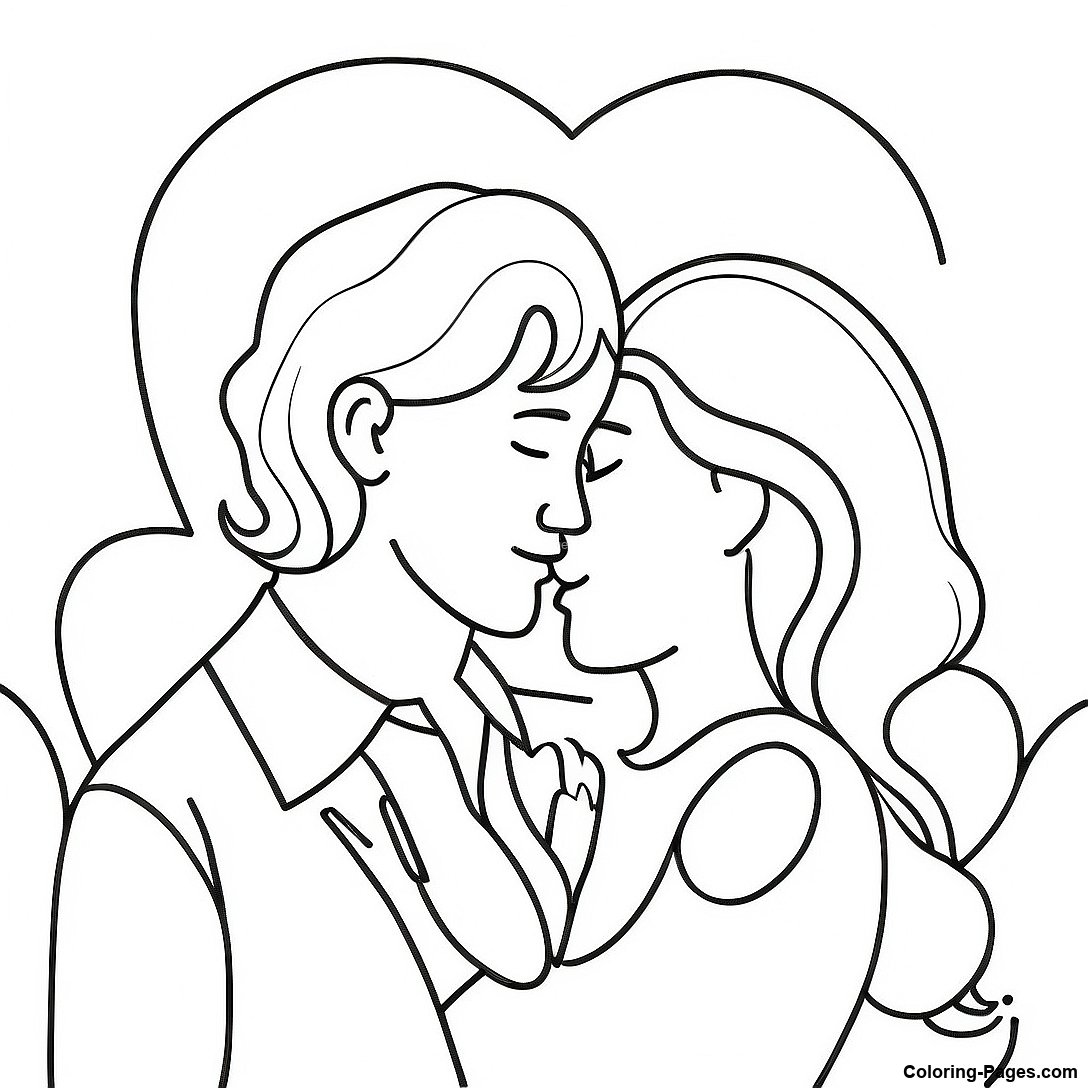 Charming Love Scenes Coloring Page | Coloring-Pages.com