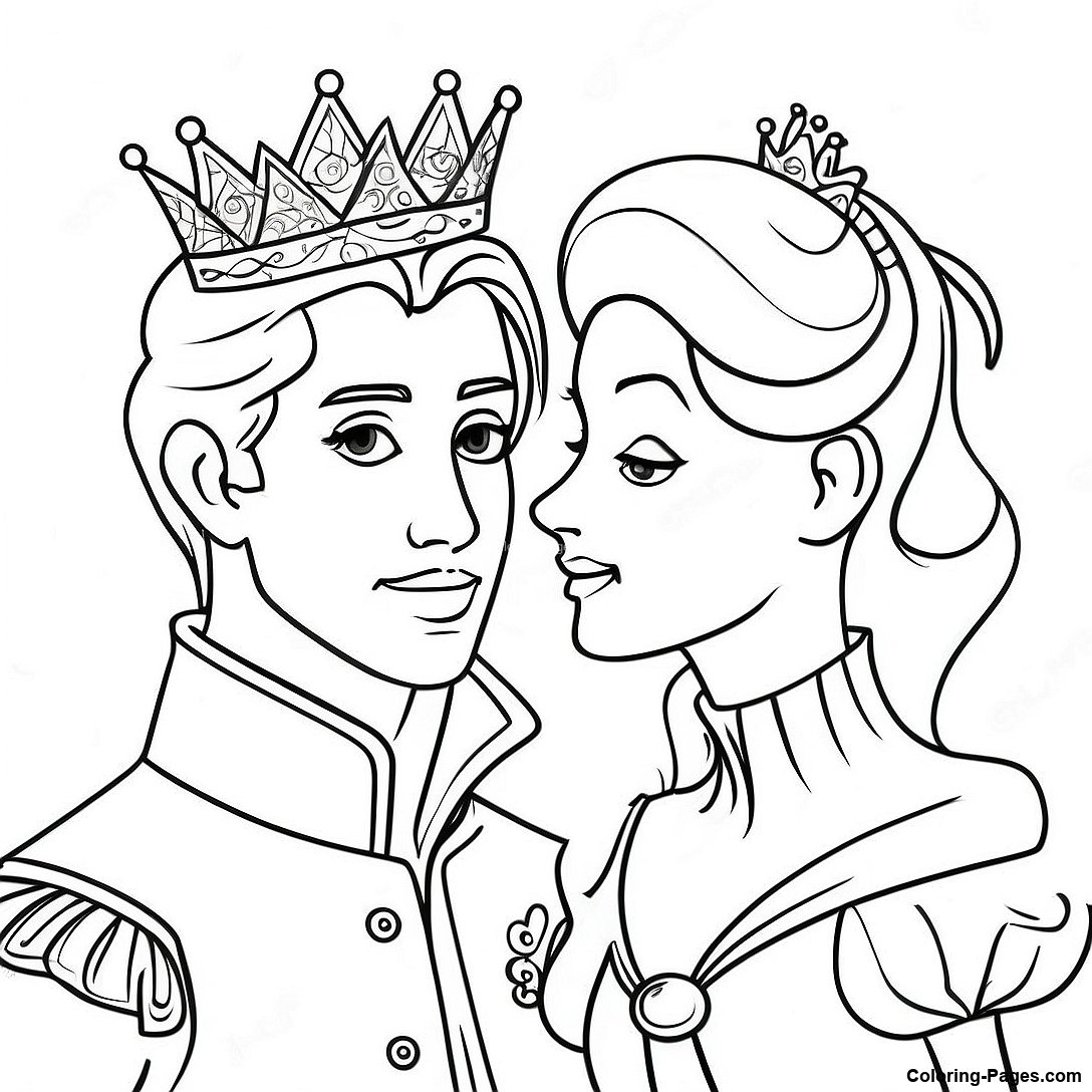 Charming Prince And Beautiful Princess Coloring Page | Coloring-Pages.com