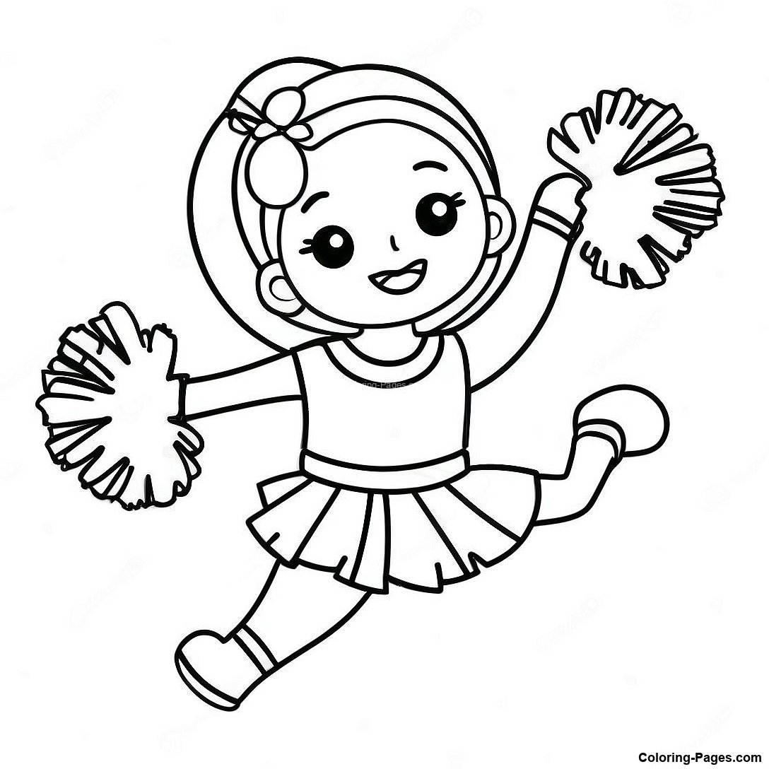 Cheerleader With Pom Poms Coloring Page | Coloring-Pages.com