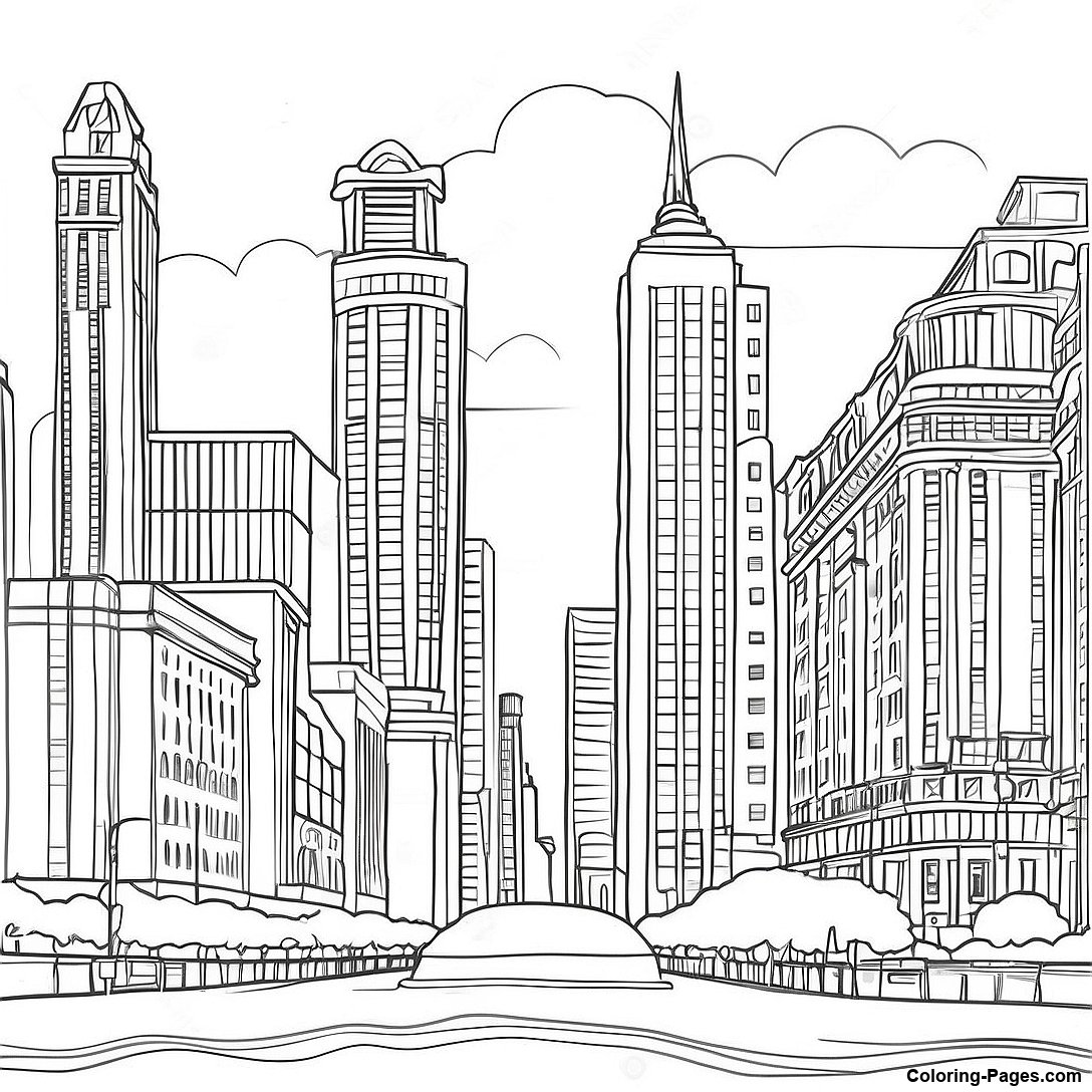 Chicago Architecture Coloring Page | Coloring-Pages.com
