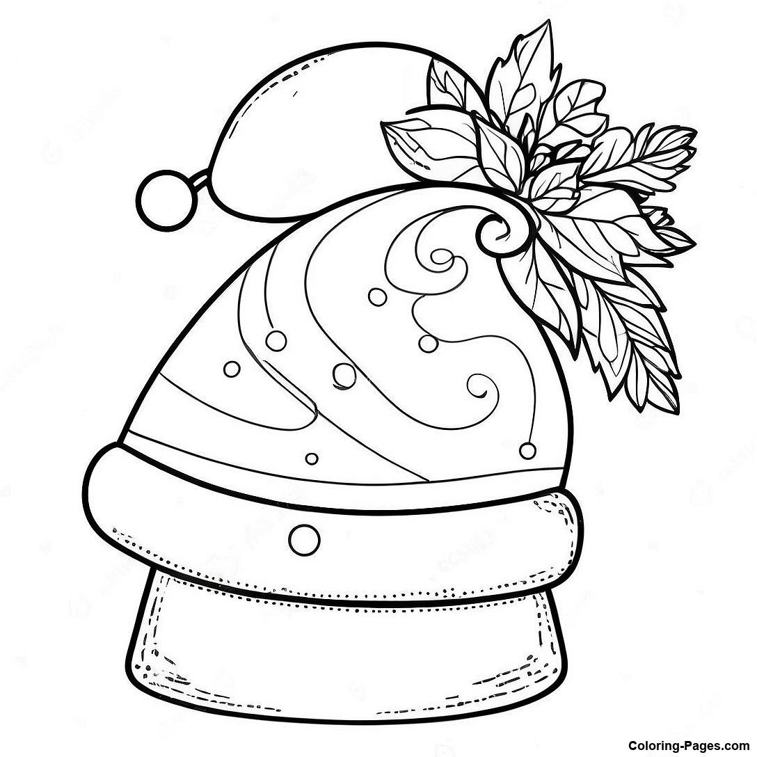 Christmas Hat Coloring Page | Coloring-Pages.com