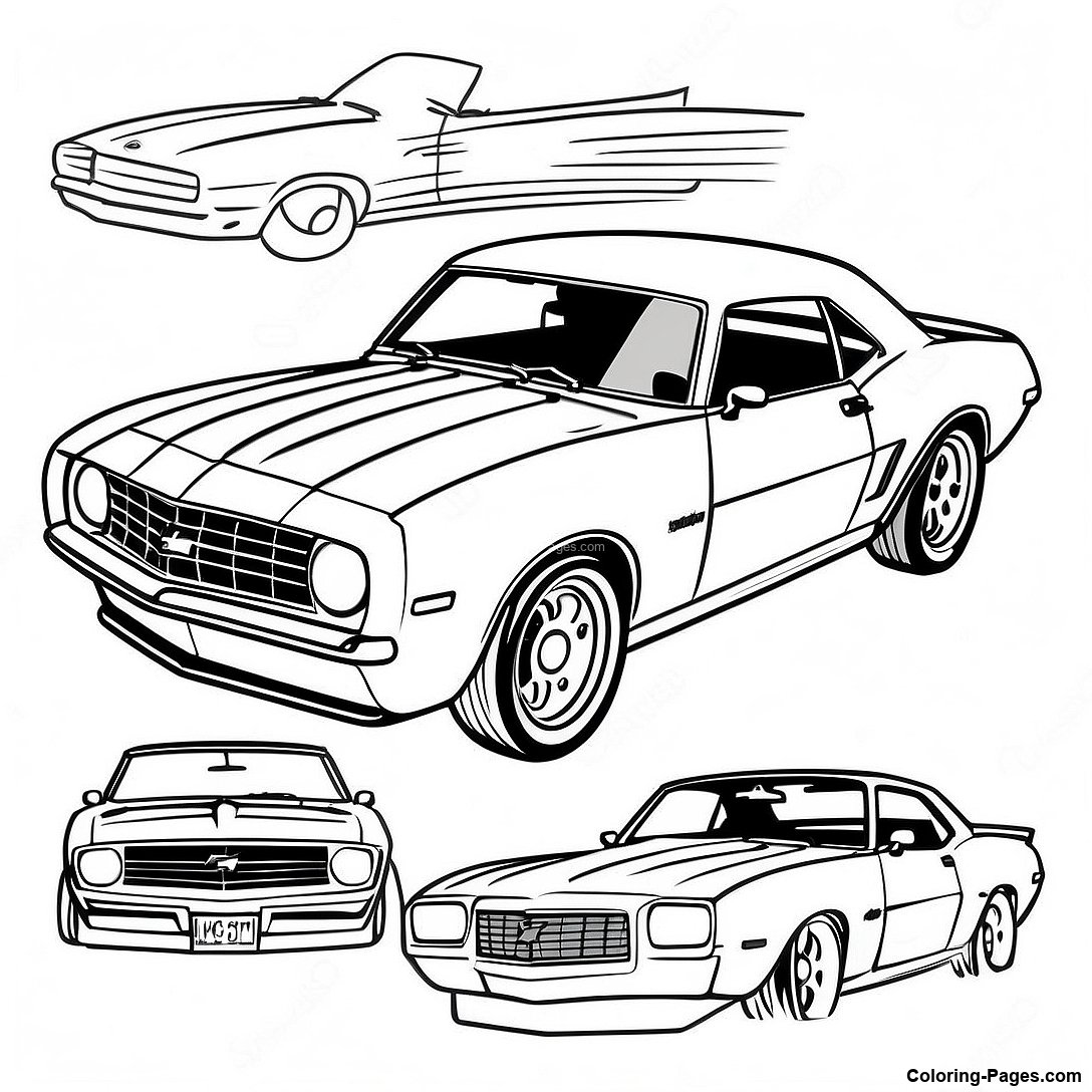 Classic Camaro Sports Car Coloring Page | Coloring-Pages.com
