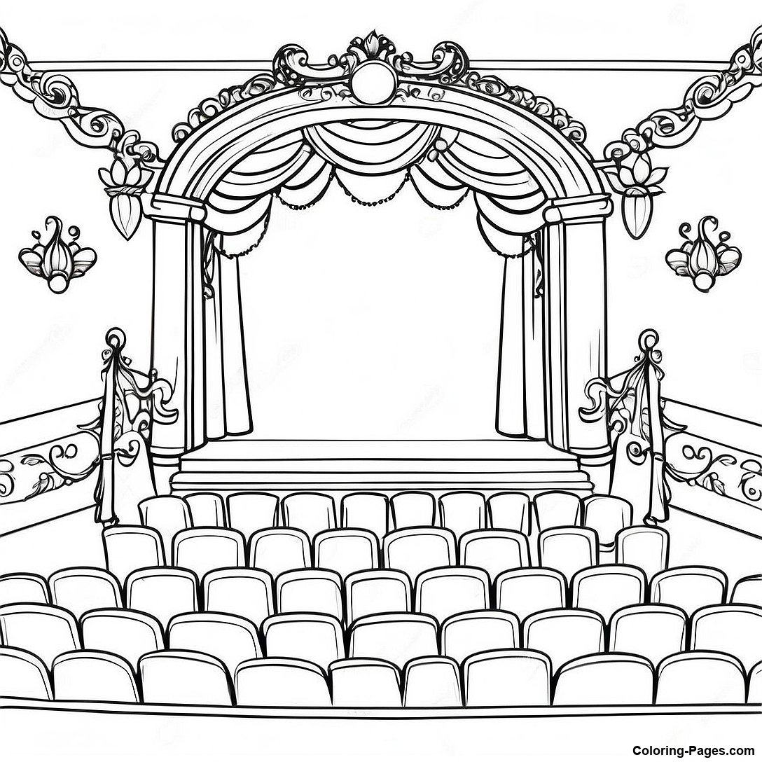 Classic Theatre Set Coloring Page | Coloring-Pages.com