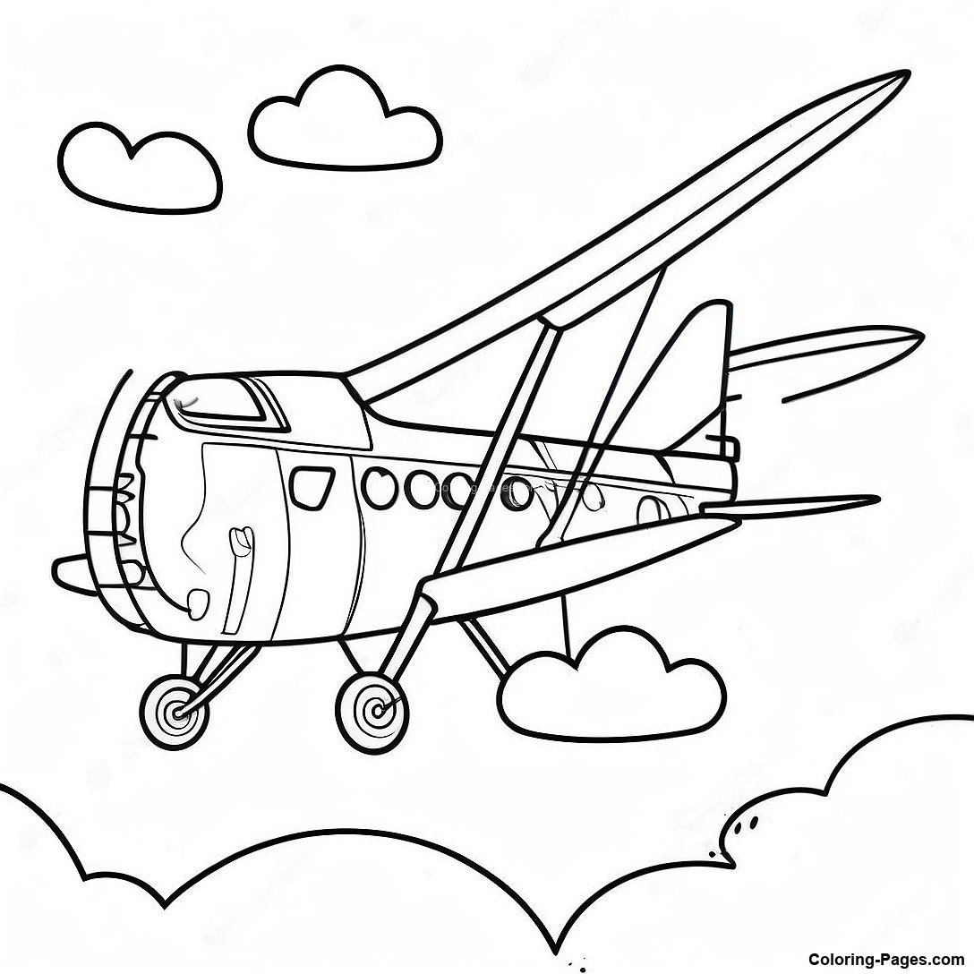 Colorful Airplane Flying Coloring Page | Coloring-Pages.com