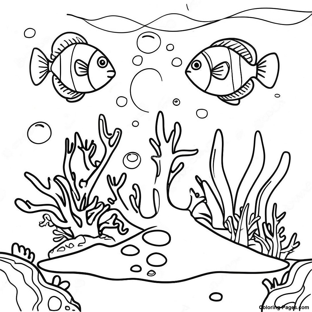 Colorful Coral Reef Underwater Coloring Page | Coloring-Pages.com