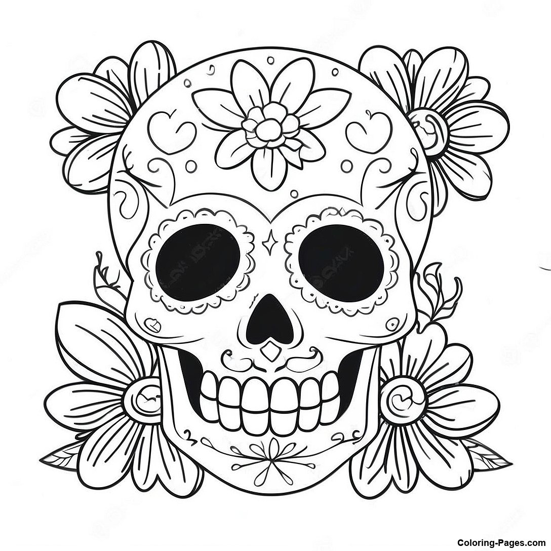 Colorful Day Of The Dead Skull Coloring Page | Coloring-Pages.com
