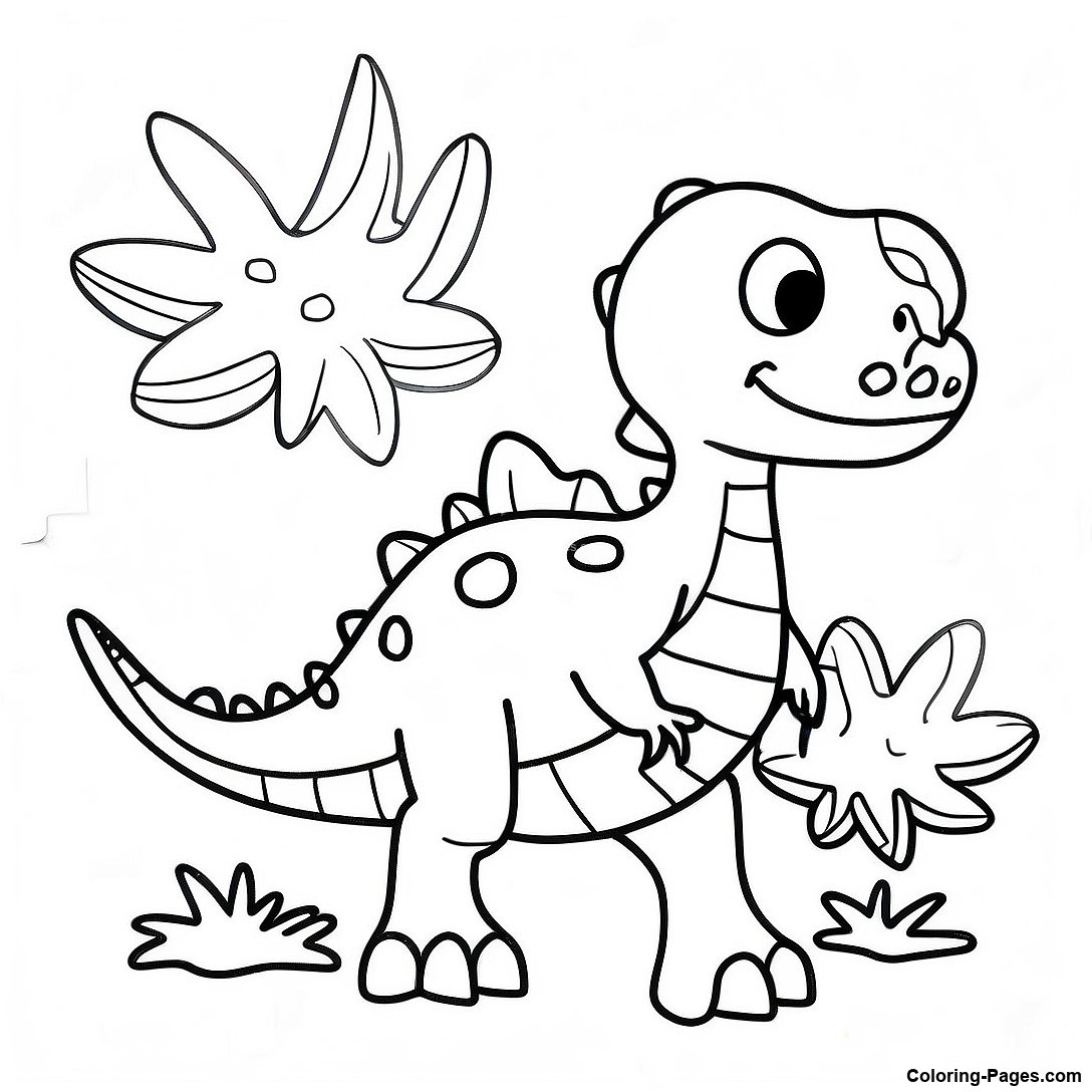 Colorful Dinosaur Party Coloring Page | Coloring-Pages.com