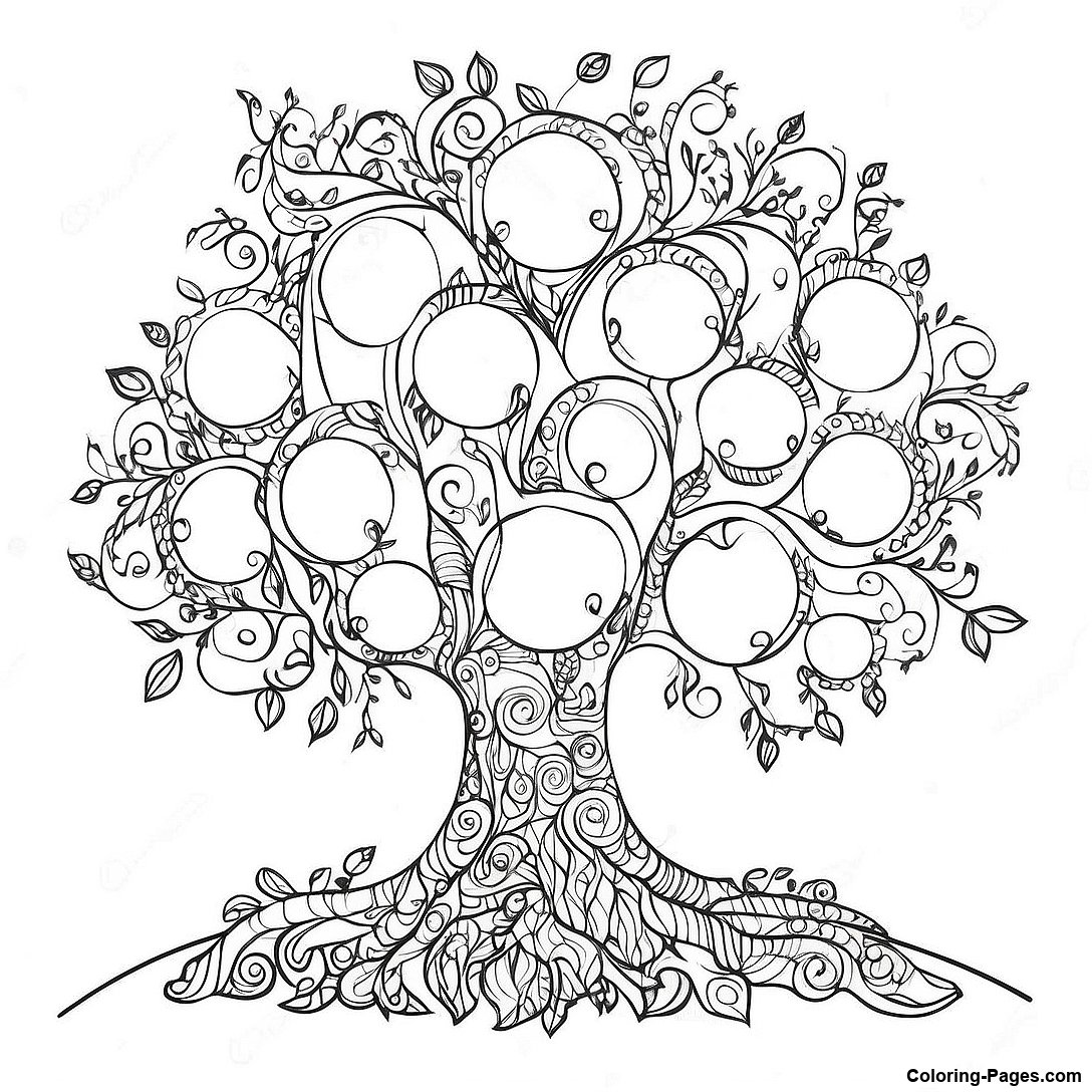 Colorful Family Tree Coloring Page | Coloring-Pages.com
