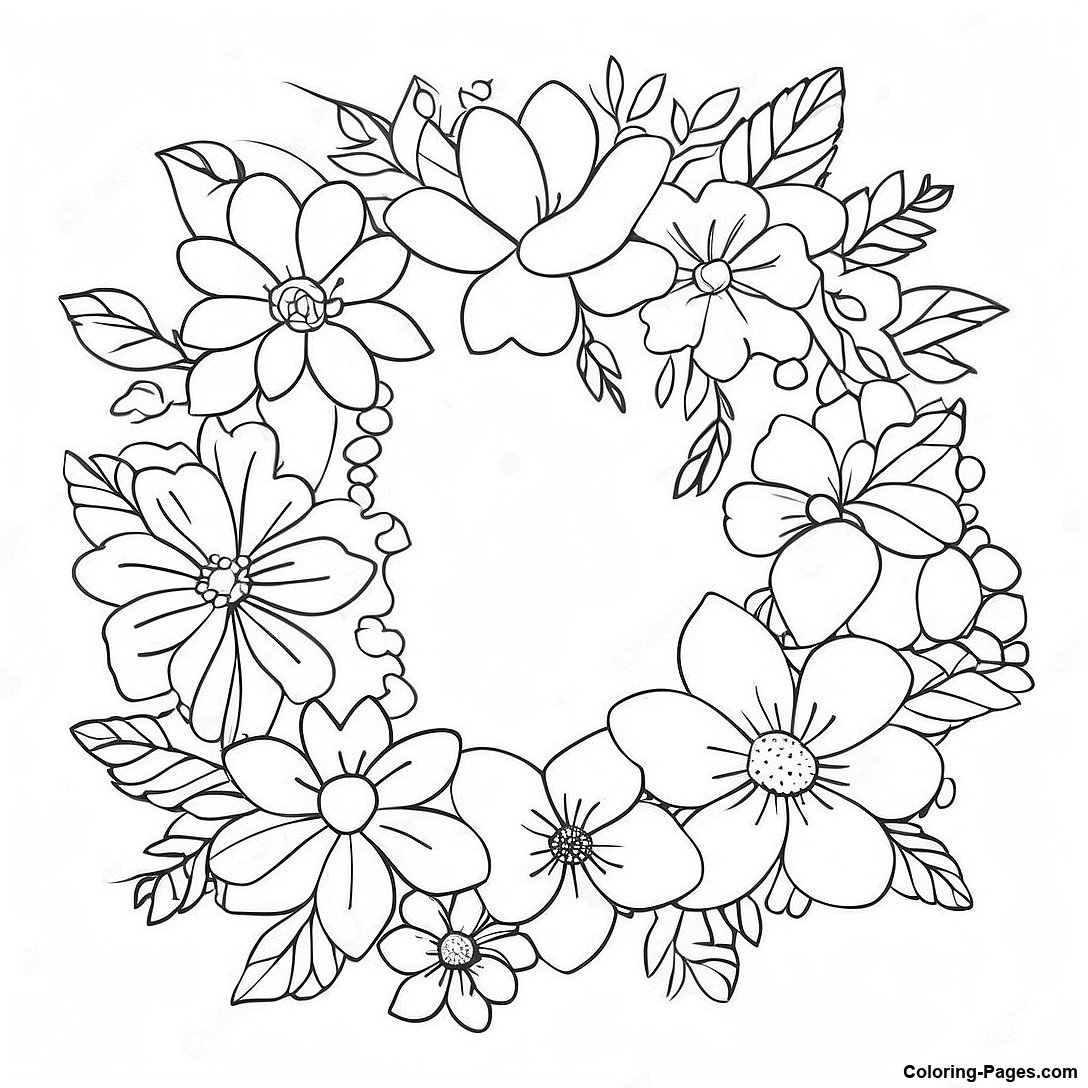 Colorful Flower Crown Coloring Page | Coloring-Pages.com
