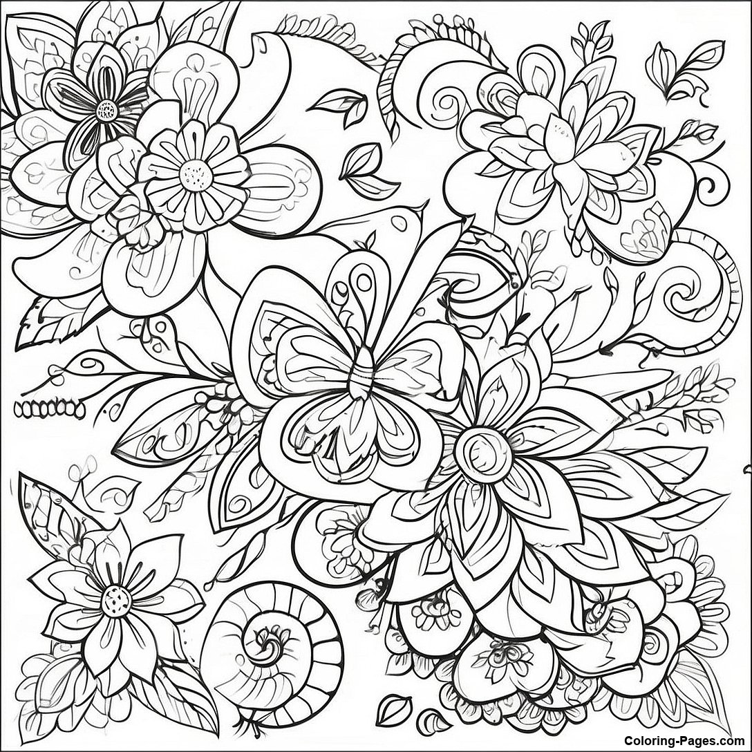 Colorful Folk Art Motifs Coloring Page | Coloring-Pages.com