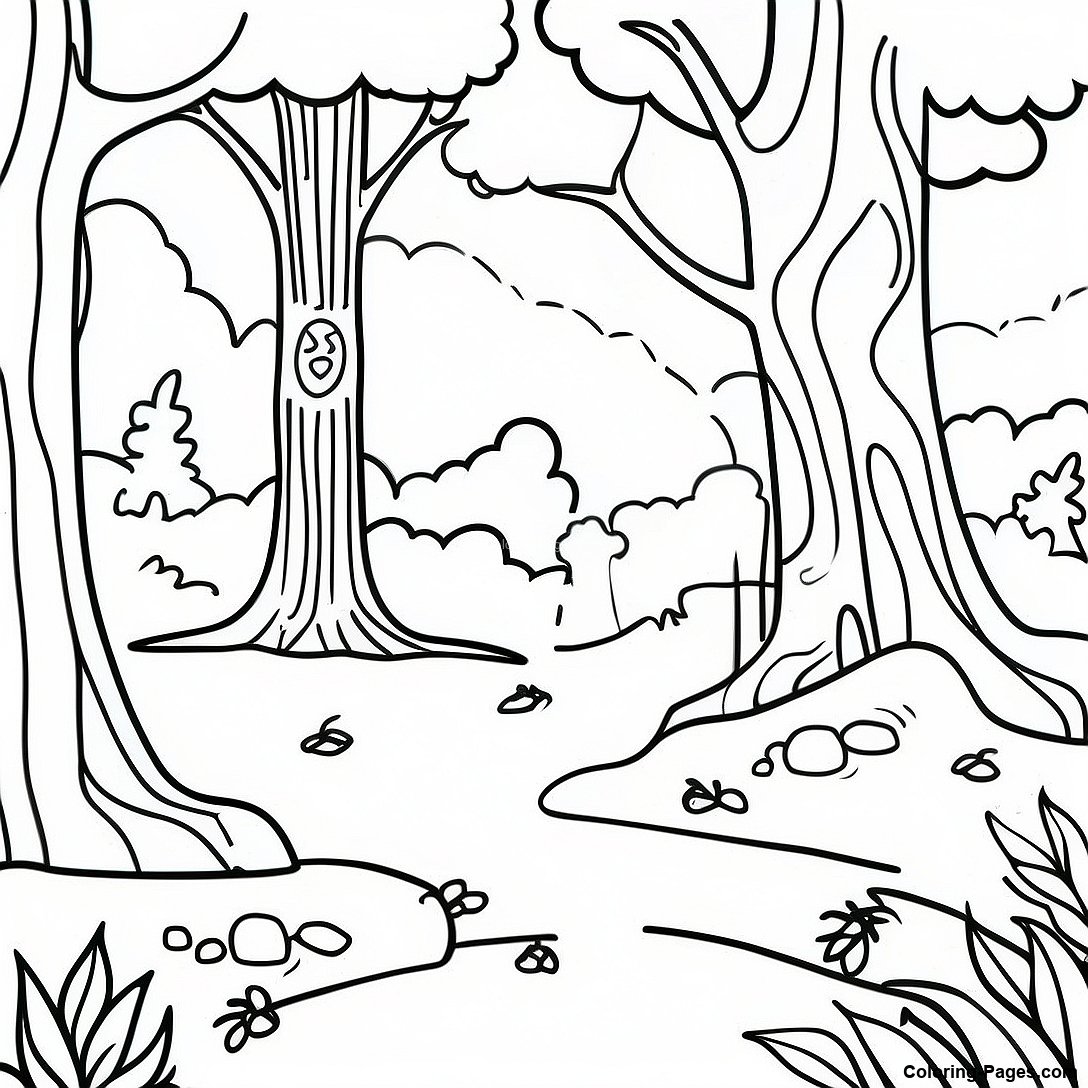 Colorful Forest Scene Coloring Page | Coloring-Pages.com