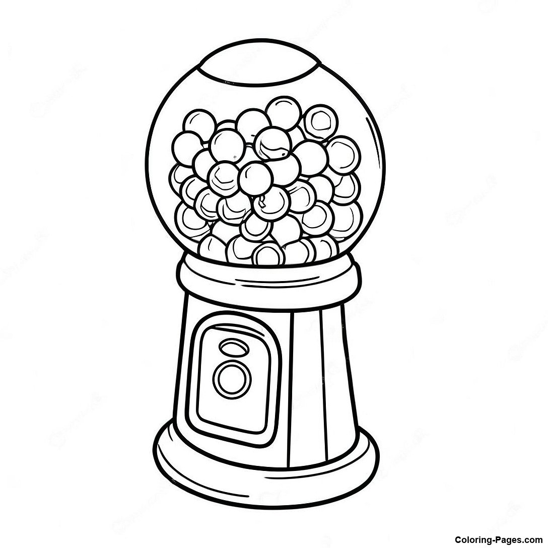 Colorful Gumball Machine Coloring Page | Coloring-Pages.com