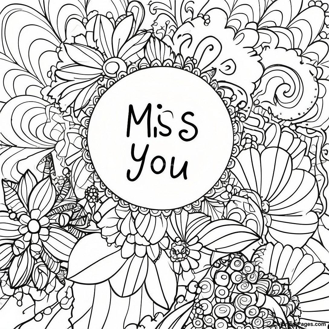 Colorful I Miss You Coloring Page | Coloring-Pages.com